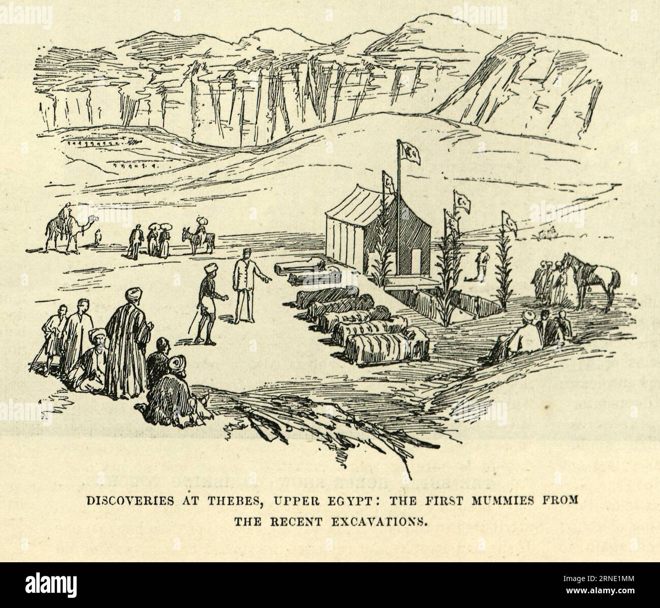 Victorian discoveries at Thebes, Upper Egypt, Mummies from excavations ...
