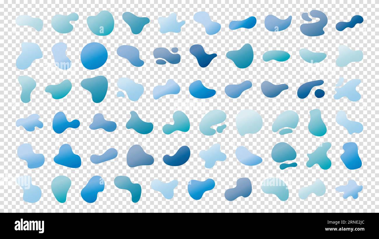 Set of gradient water blob shapes, round abstract elements. Simple water blotch shapes and form ...