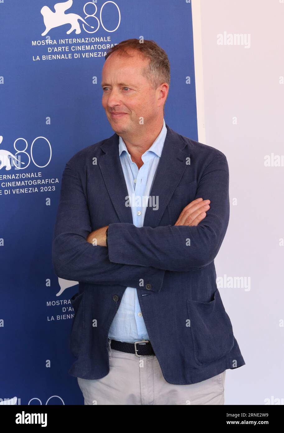 Venice, Italy, 1st September, 2023. Producer Andrew Lowe at the photo ...