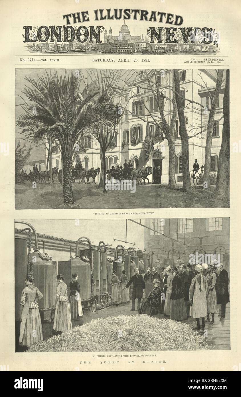 Front page of London Illustrated newspaper, Queen Victoria visiting ...