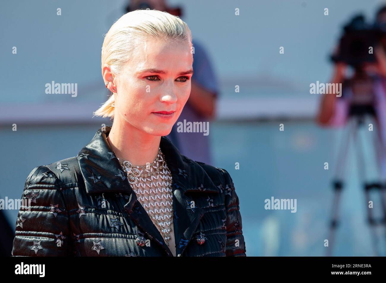 Venice, Italy. 1st September, 2023. Amanda Collin arrives at the Bastarden (Promise land ...