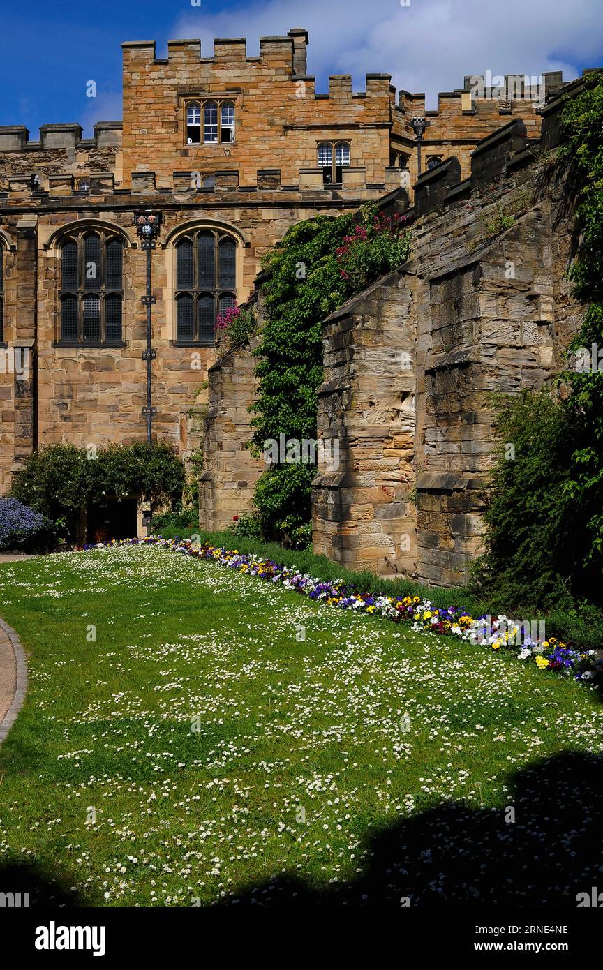Tudor Tunstall Chapel and bailey wall of Norman Durham Castle in north ...