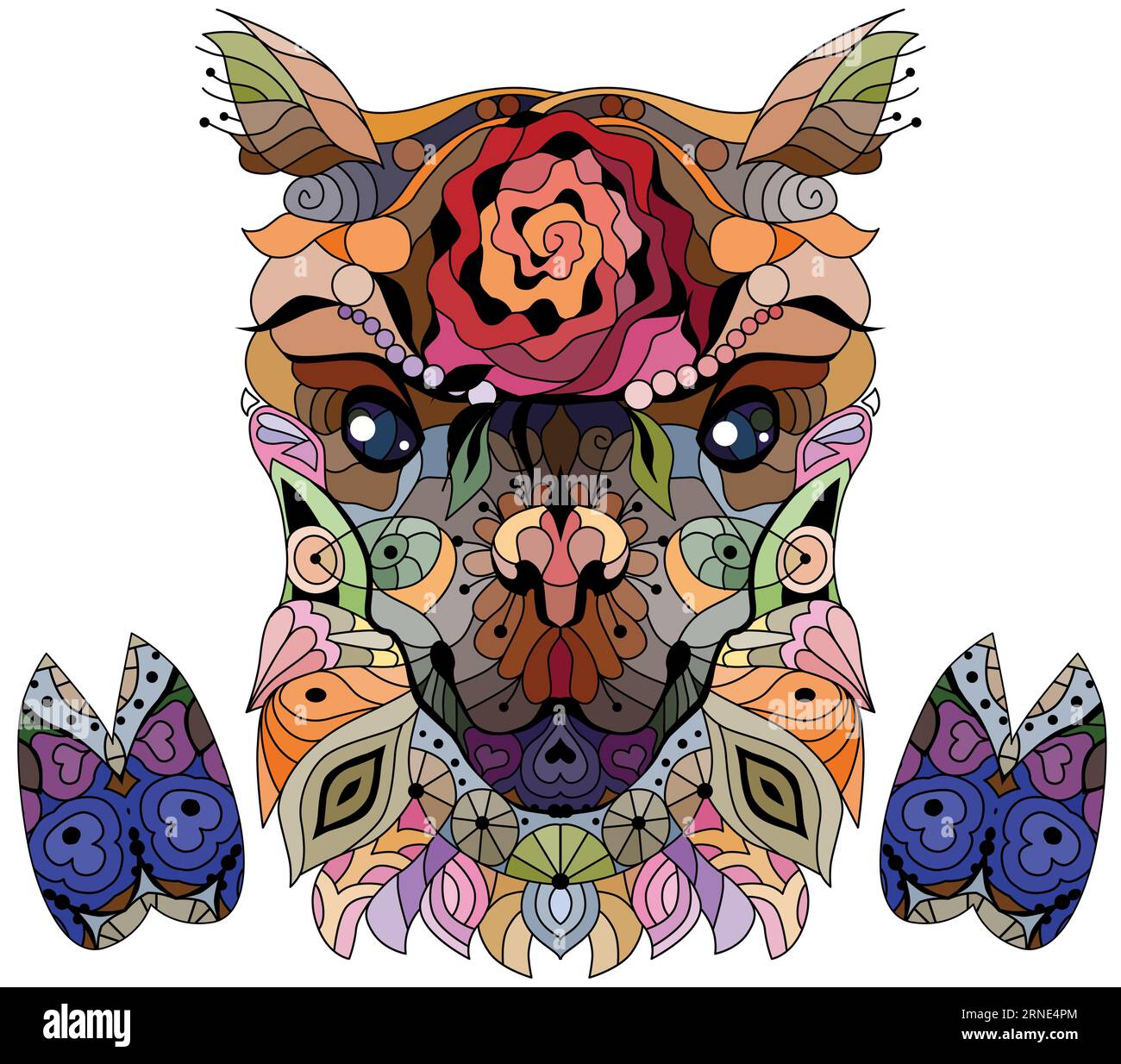 Head dog zentangle styled with hooves. May be used for print on t-shirt ...