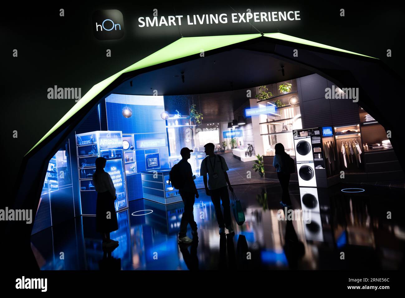 Berlin, Germany. 01st Sep, 2023. Visitors walk through a video ...