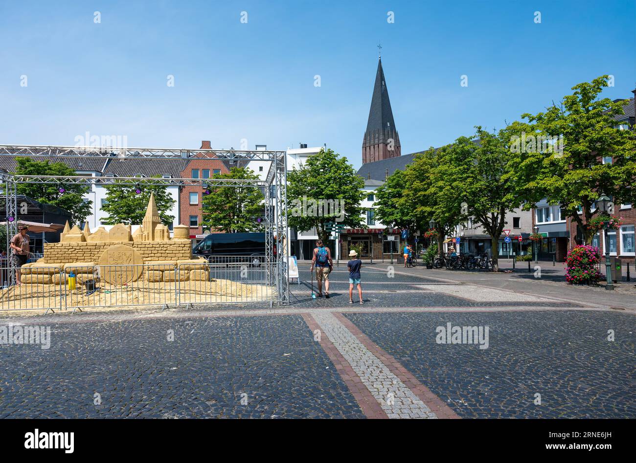 Goch, North Rhine-Westphalia, July 14, 2023 - Local village square and ...