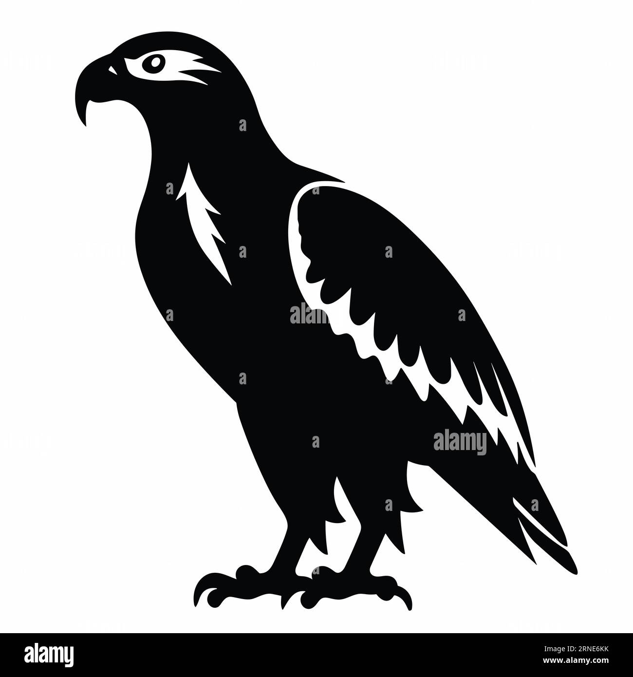 Hawk silhouette. Hawk black icon on white background Stock Vector Image ...