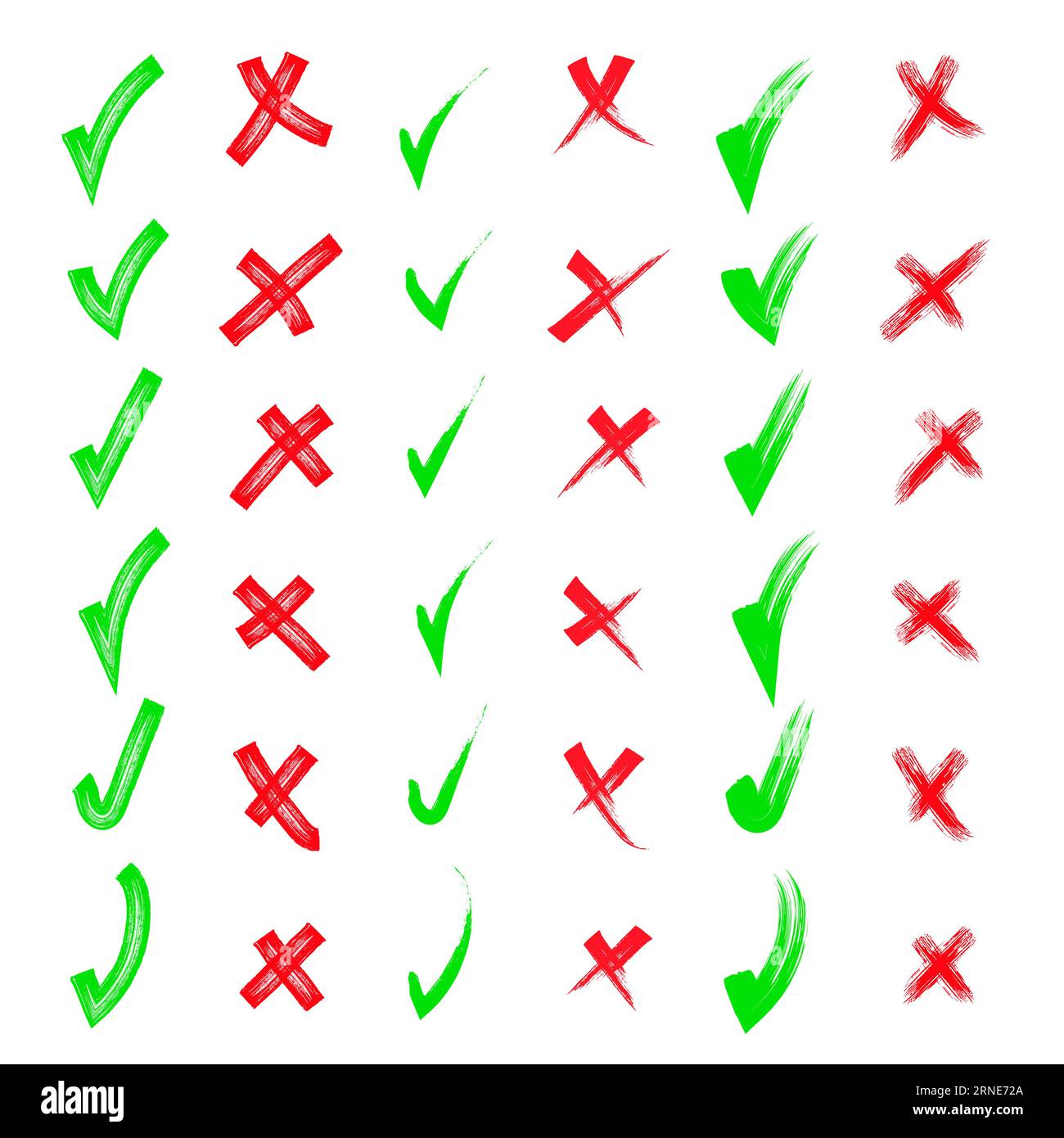 Yes and no. Red and green shape. Brush hand drawn doodle checkmarks and ...
