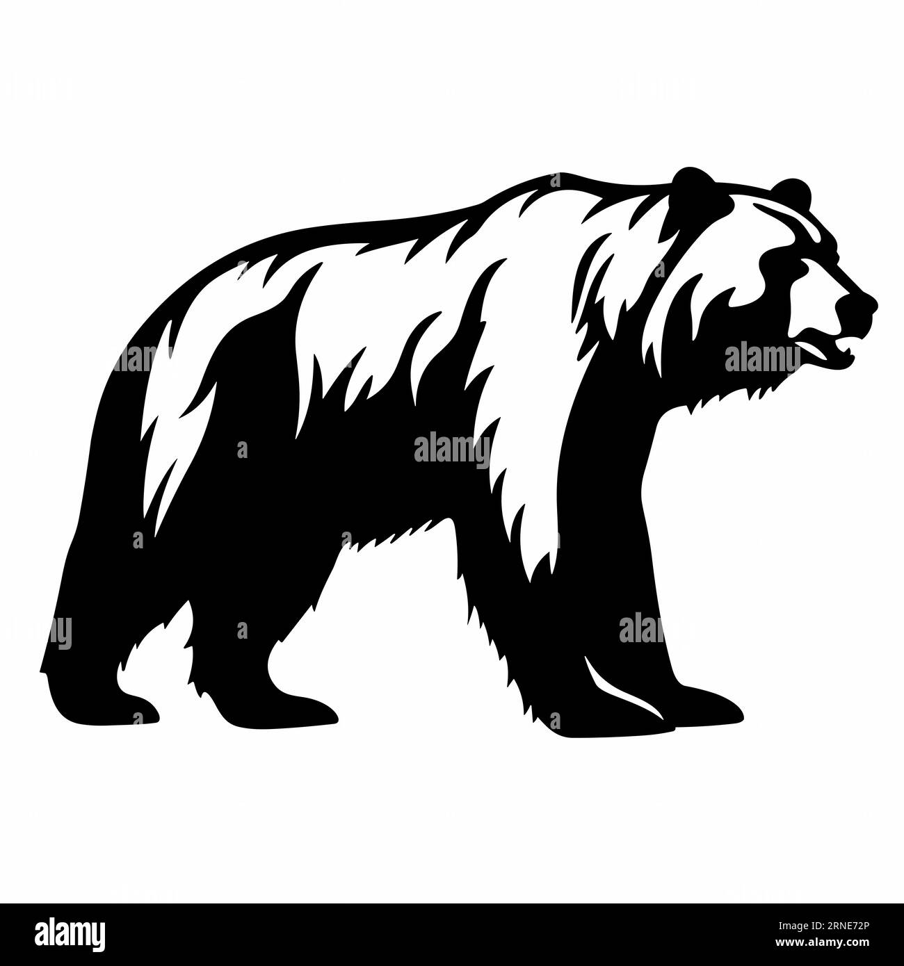 Grizzly bear silhouette. Grizzly bear black icon on white background ...