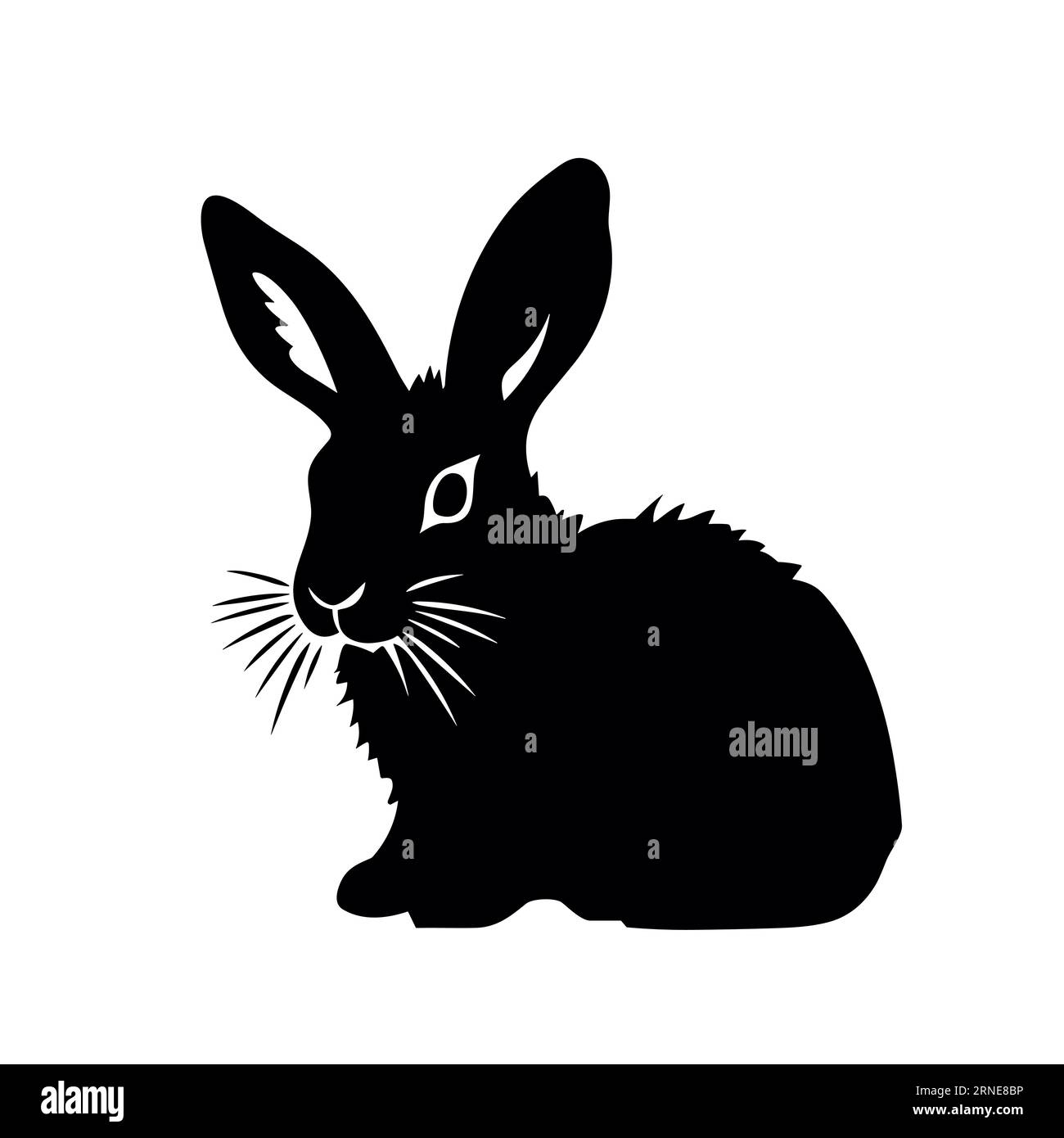 Rabbit silhouette. Rabbit black icon on white background Stock Vector ...