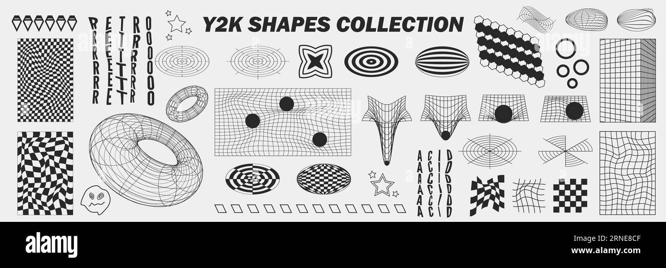 Abstract geometry wireframe shapes and patterns, cyberpunk elements ...