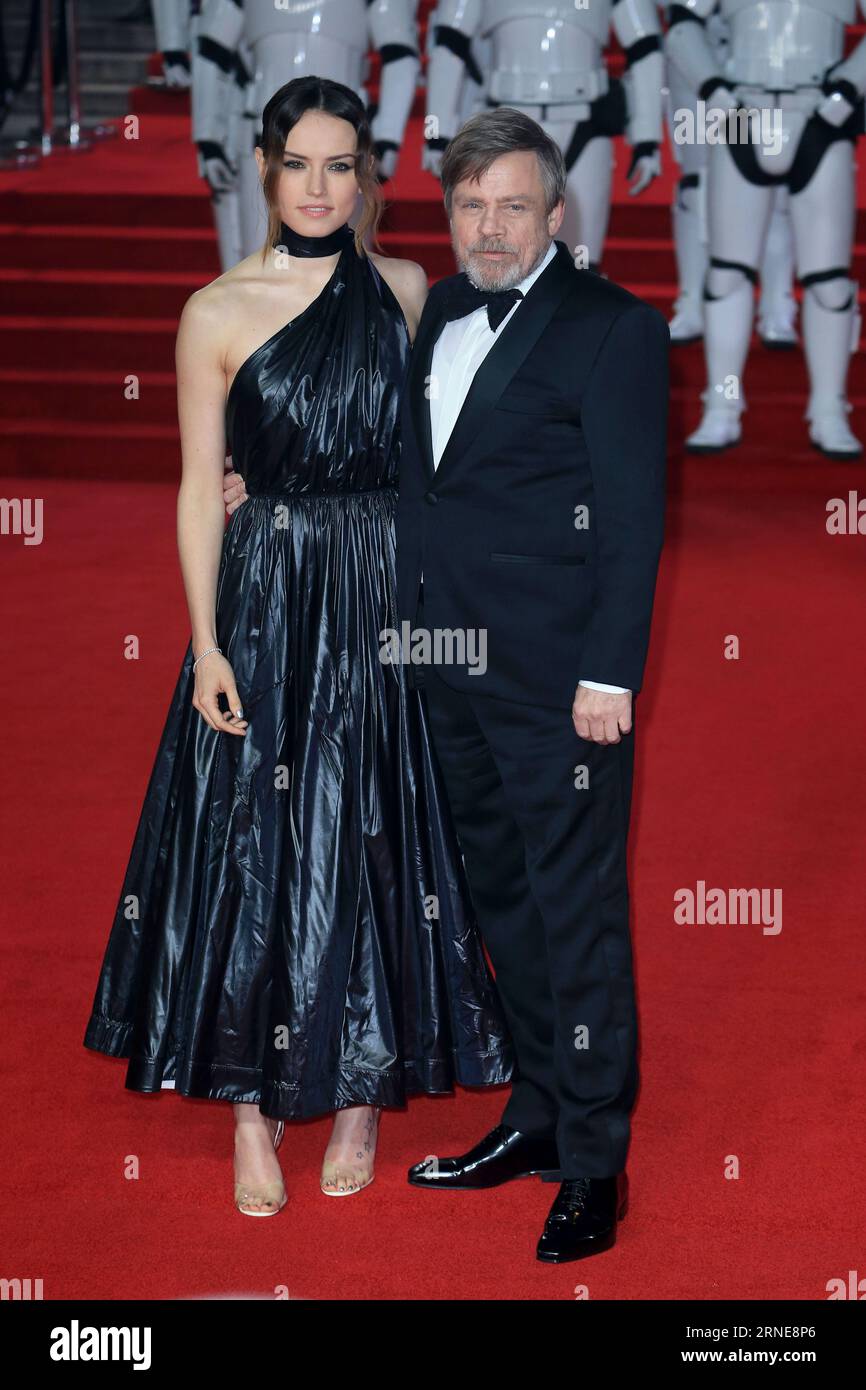 Daisy Ridley and Mark Hamill attend the European Premiere of 'Star Wars ...
