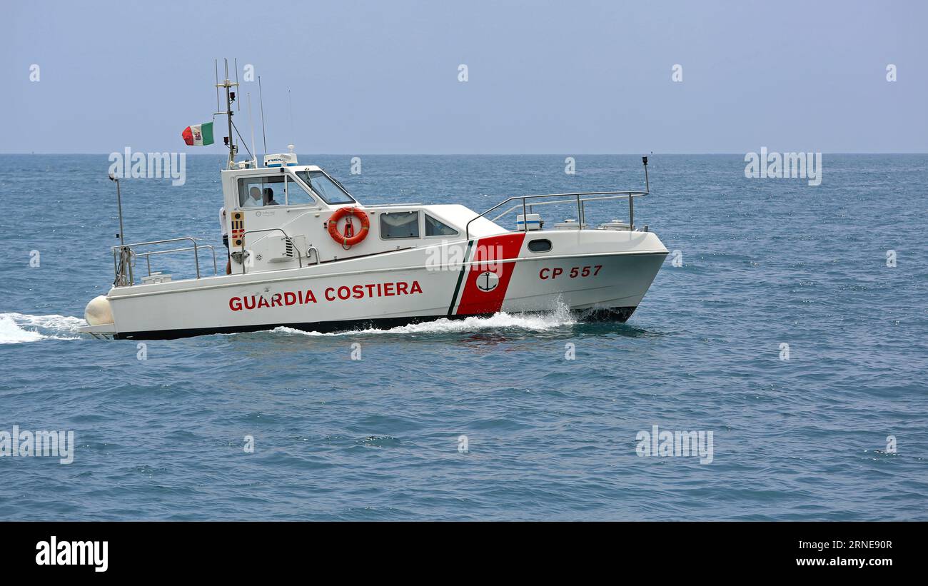Amalfi Coast, Italy - June 28, 2014: Italian Coast Guard Vessel ...