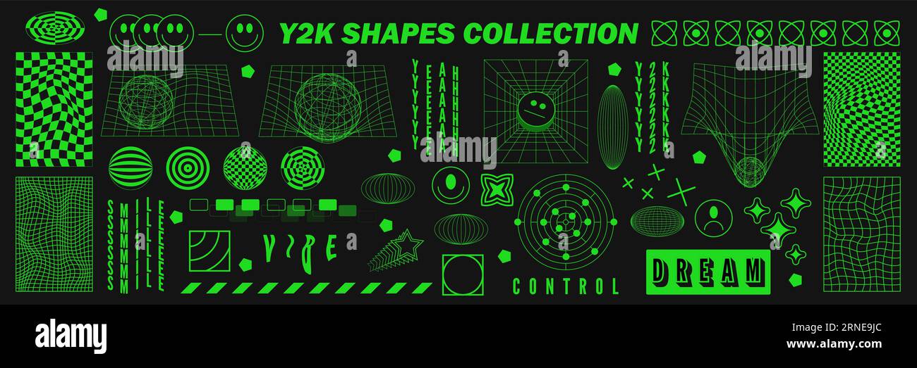 Abstract geometry wireframe shapes and patterns, cyberpunk elements ...