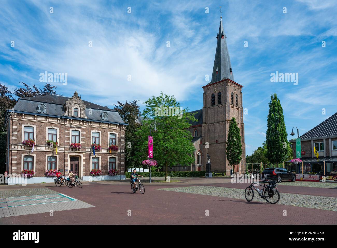 Pelt, Limburg, Belgium, July 14, 2023 - Old town square and city hall ...