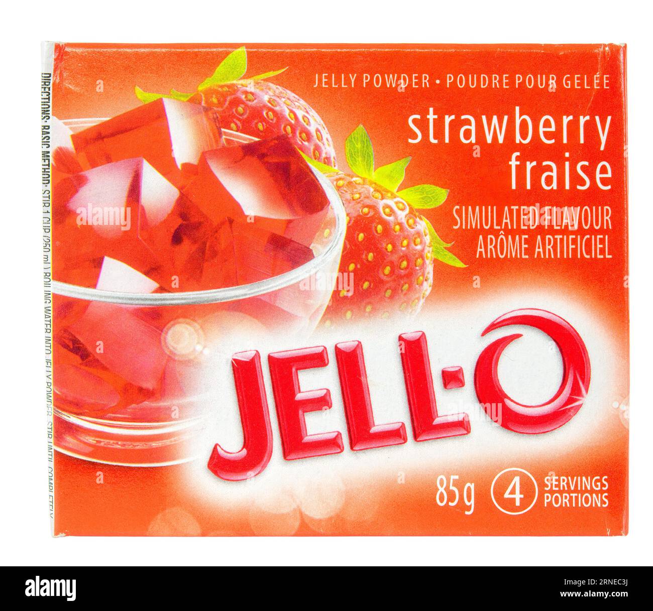 A box of Jell-O jelly powder.Artificial flavor of strawberries Stock ...