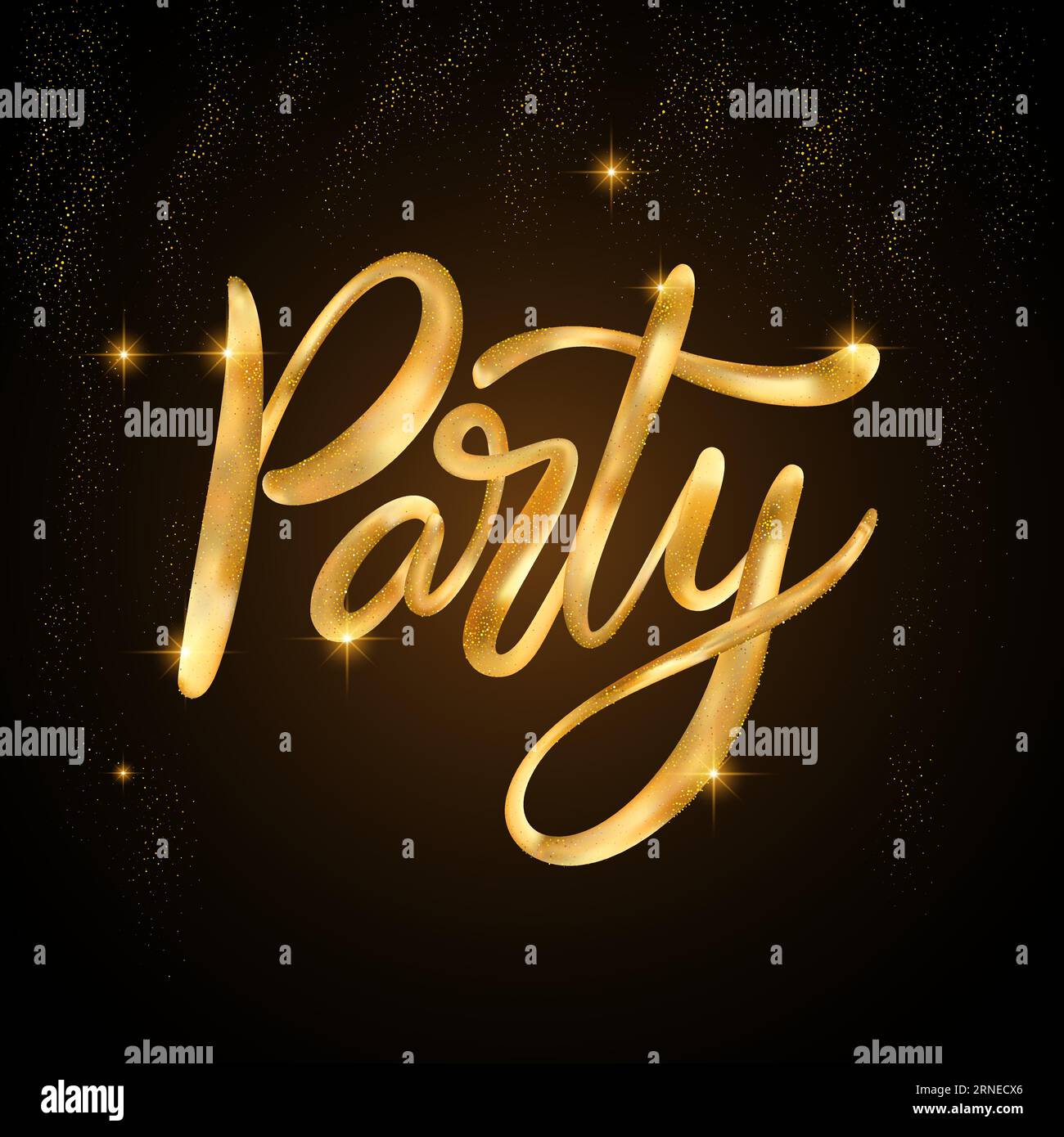 Party glitter text. Shiny sparkle 3d vector gold golden lettering ...