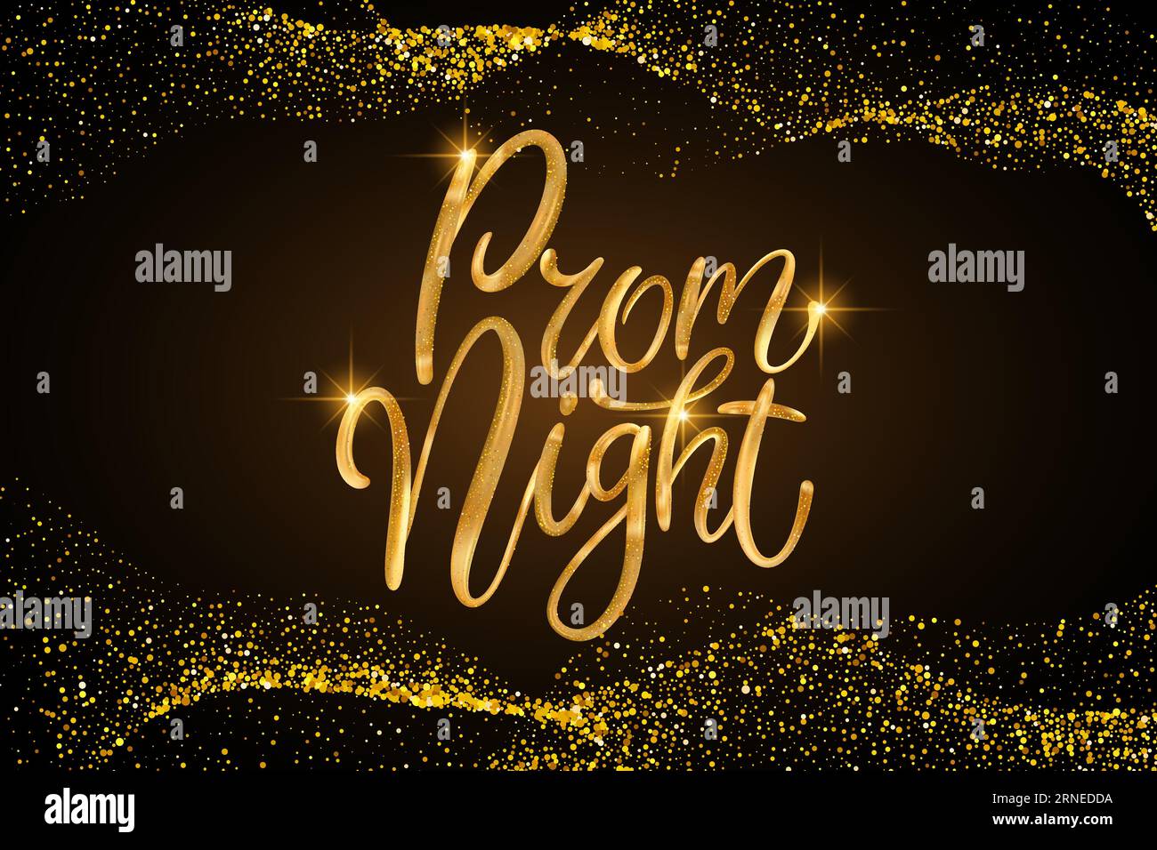 Prom night glitter text card. Shiny sparkle 3d vector gold golden ...