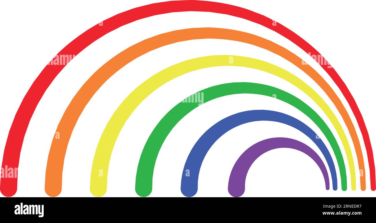 Rainbow line drawing. Kid happiness emblem. Creative sign Stock Vector ...