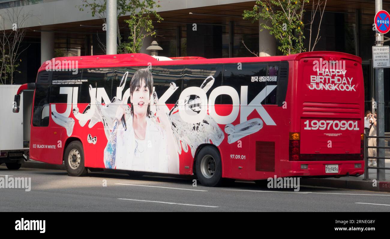 BTS Jungkook's birthday, Aug 31, 2023 : A birthday bus decorated to ...