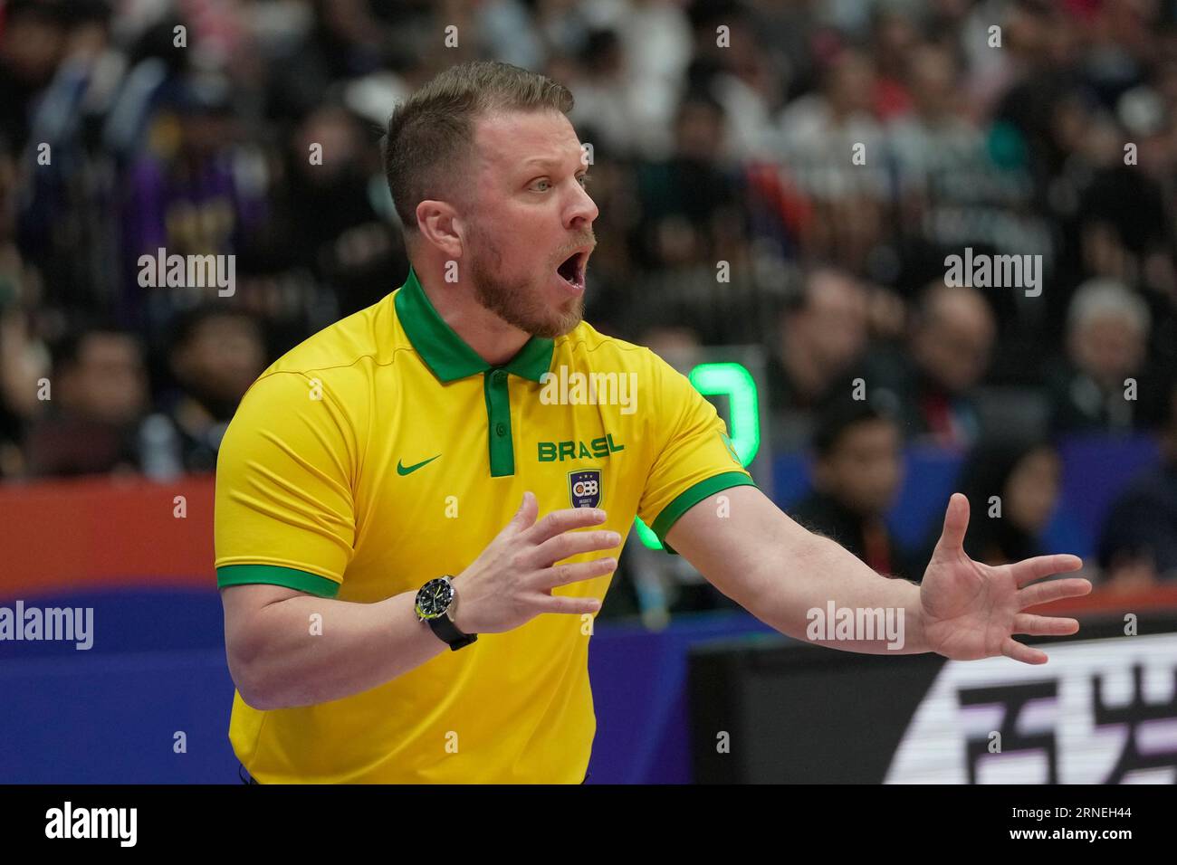 Brazil head coach Gustavo Conti gives instructions to his team during ...