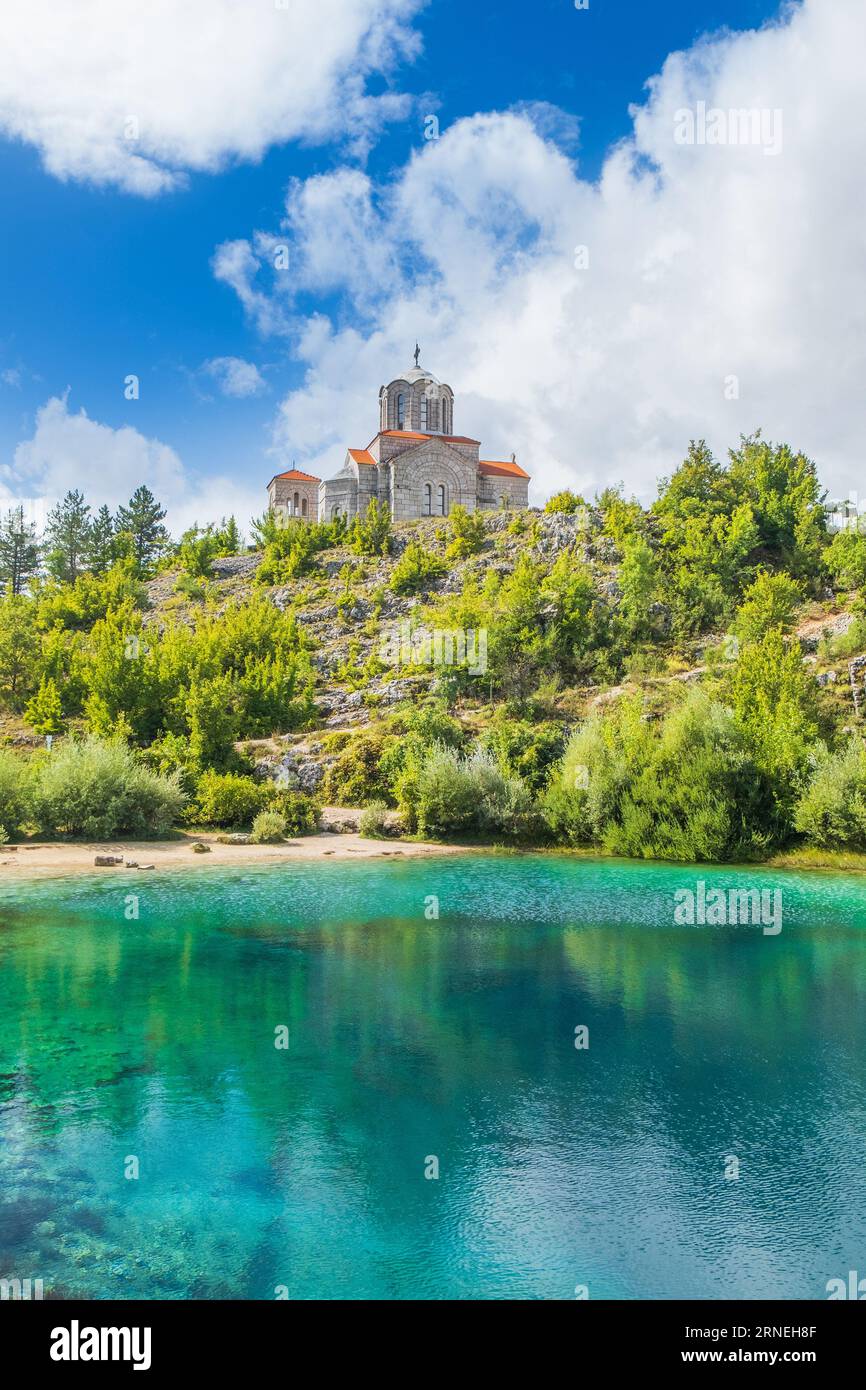 Cetina river source and Orthodox church, Dalmatian Zagora region of ...