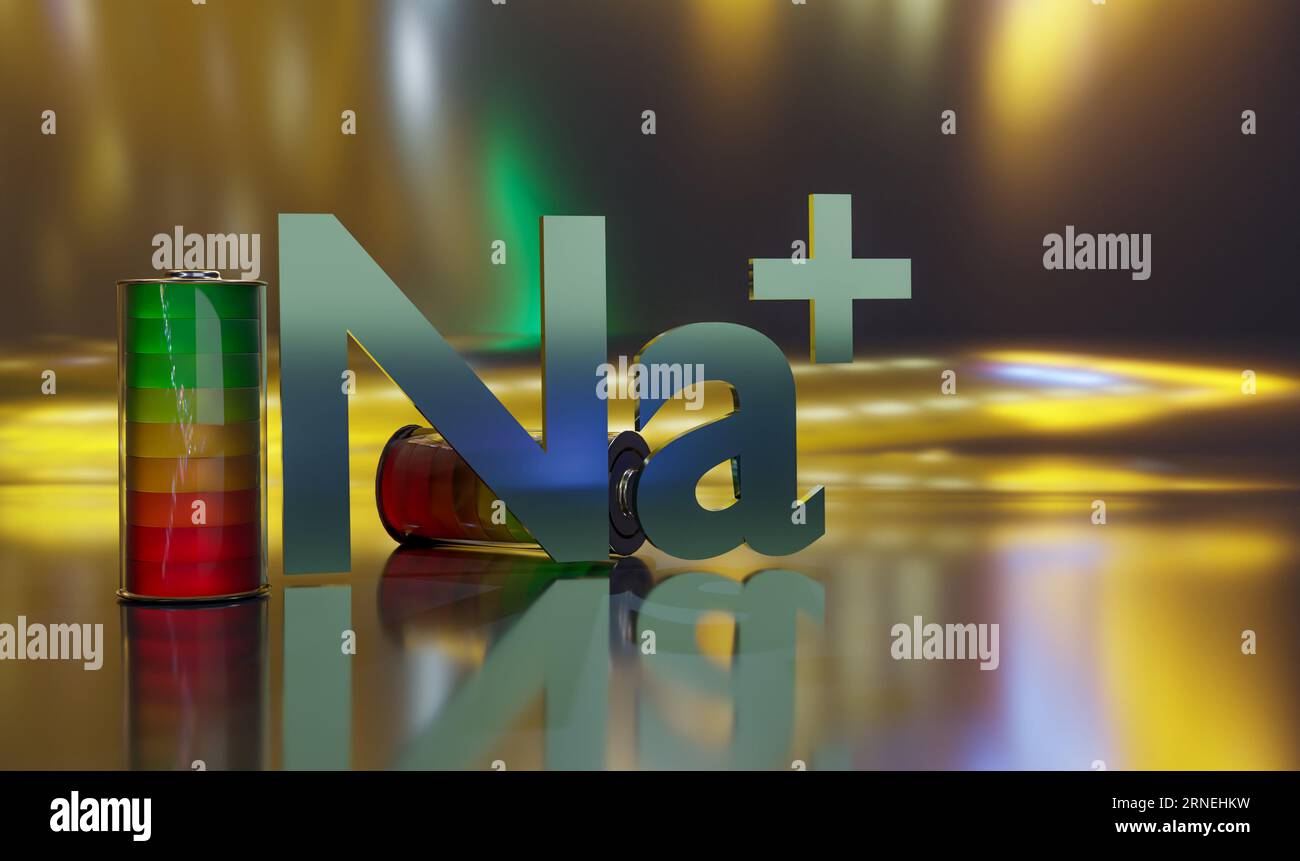 Sodium solid state batteries concept, 3d illustration rendering Stock ...