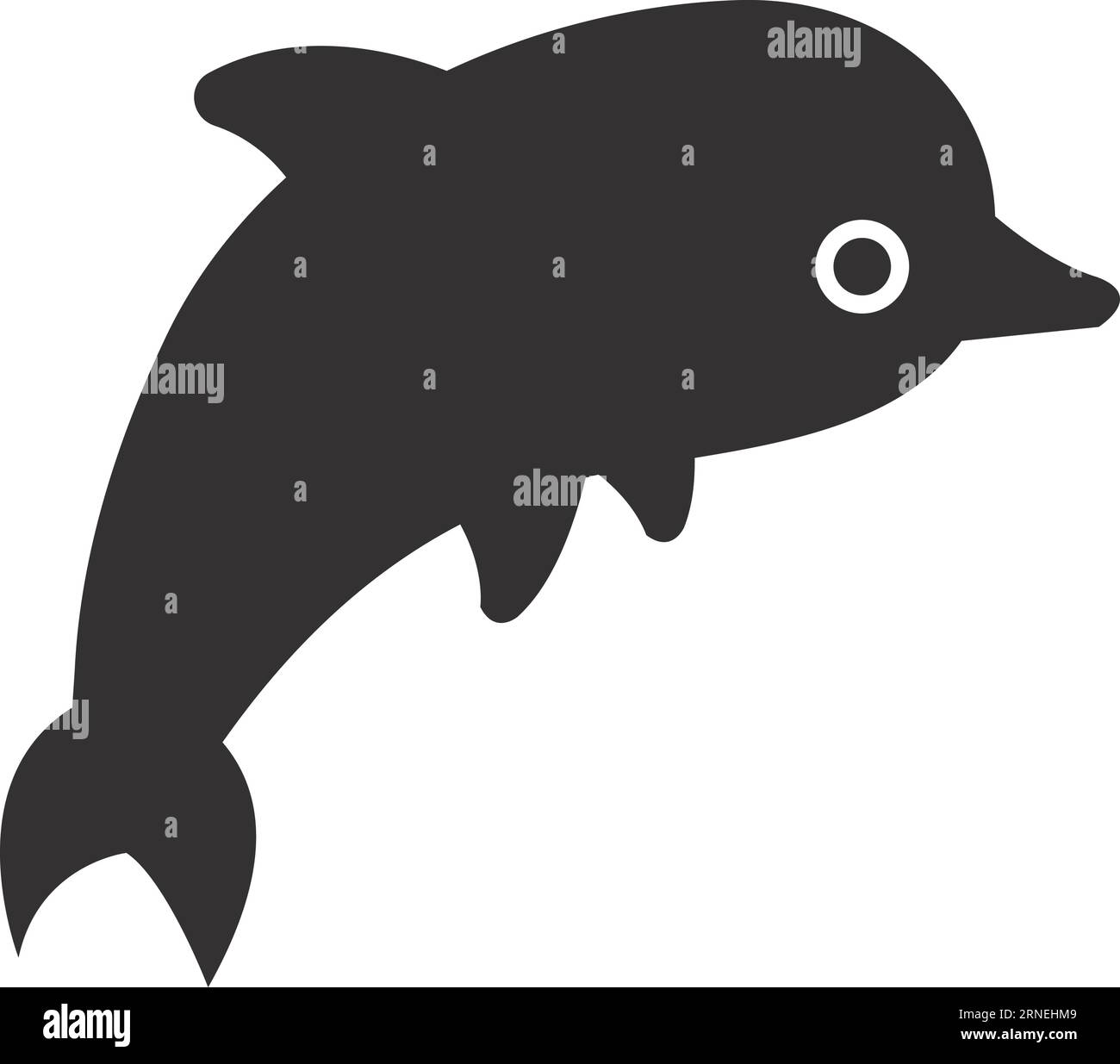 Dolphin black icon. Cute marine animal jumping Stock Vector Image & Art ...