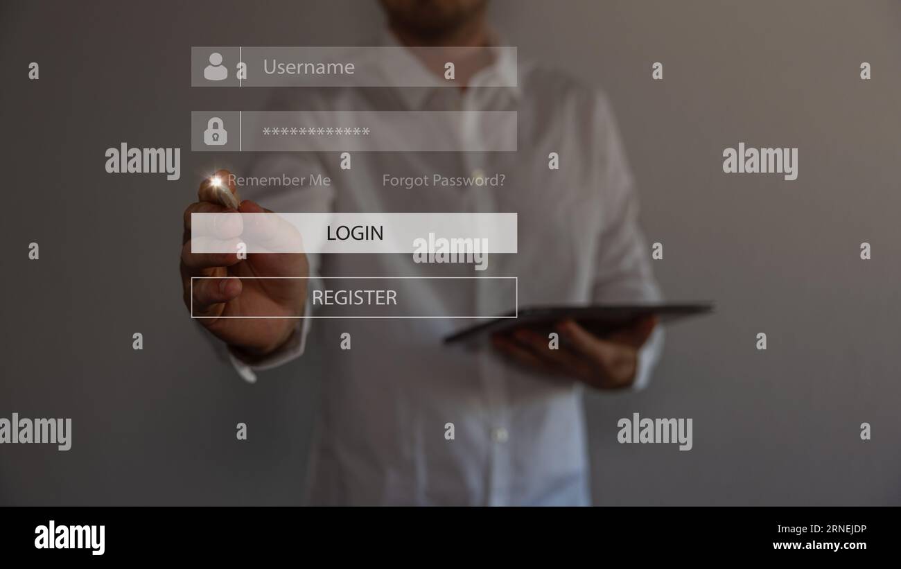 Concept Of Cyber Security User Type Login And Password Keeping User Personal Data Safe