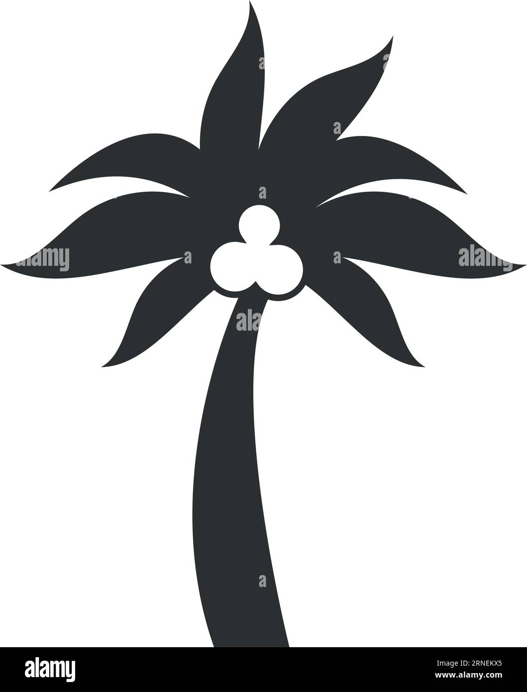 Coconut Palm Black Silhouette Exotic Beach Symbol Stock Vector Image