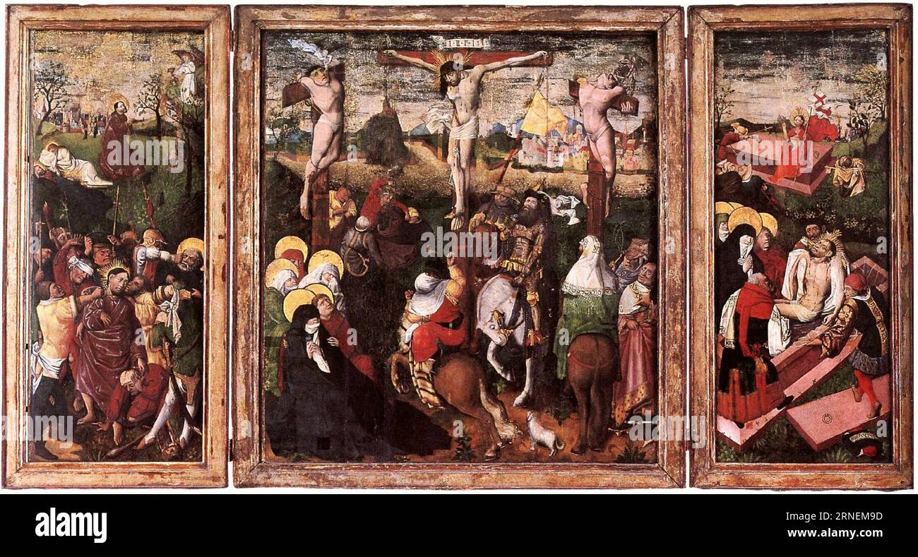 Crucifixion Triptych circa 1450 by Wilhelm Kalteysen Stock Photo - Alamy