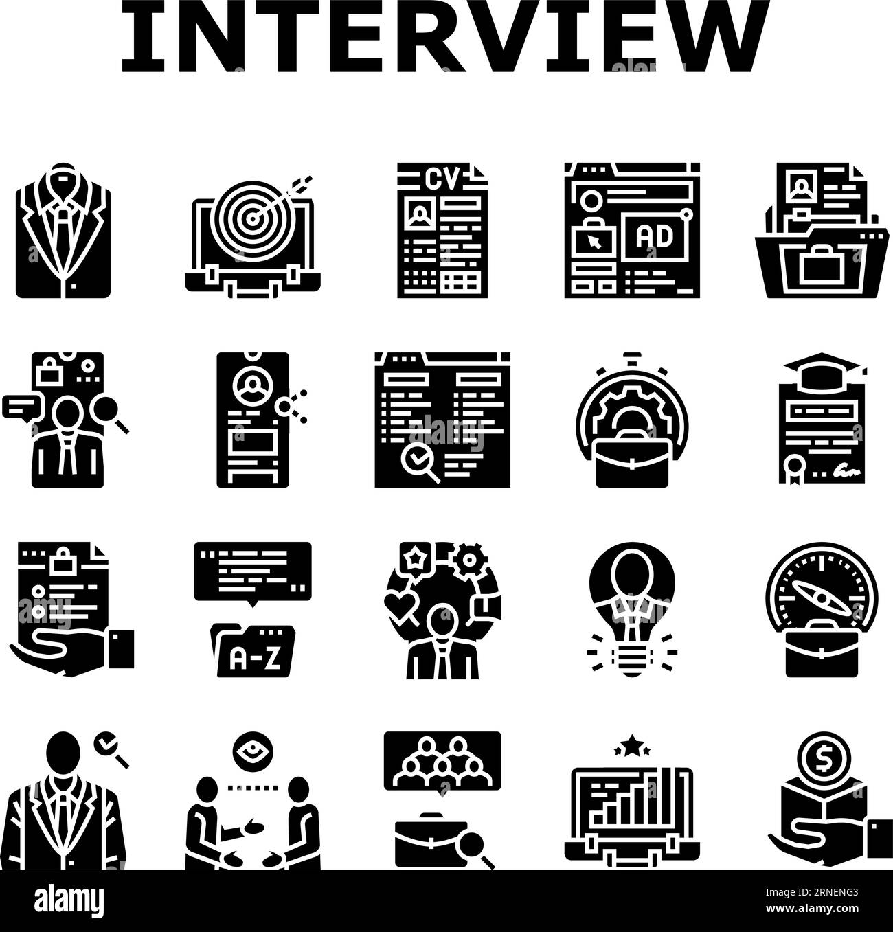 interview job business employee icons set vector Stock Vector Image ...