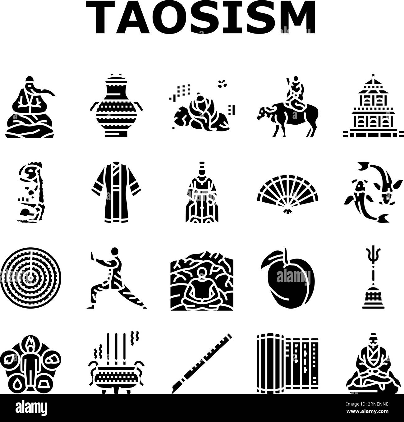 taoism yang yin ying chinese icons set vector Stock Vector Image & Art ...