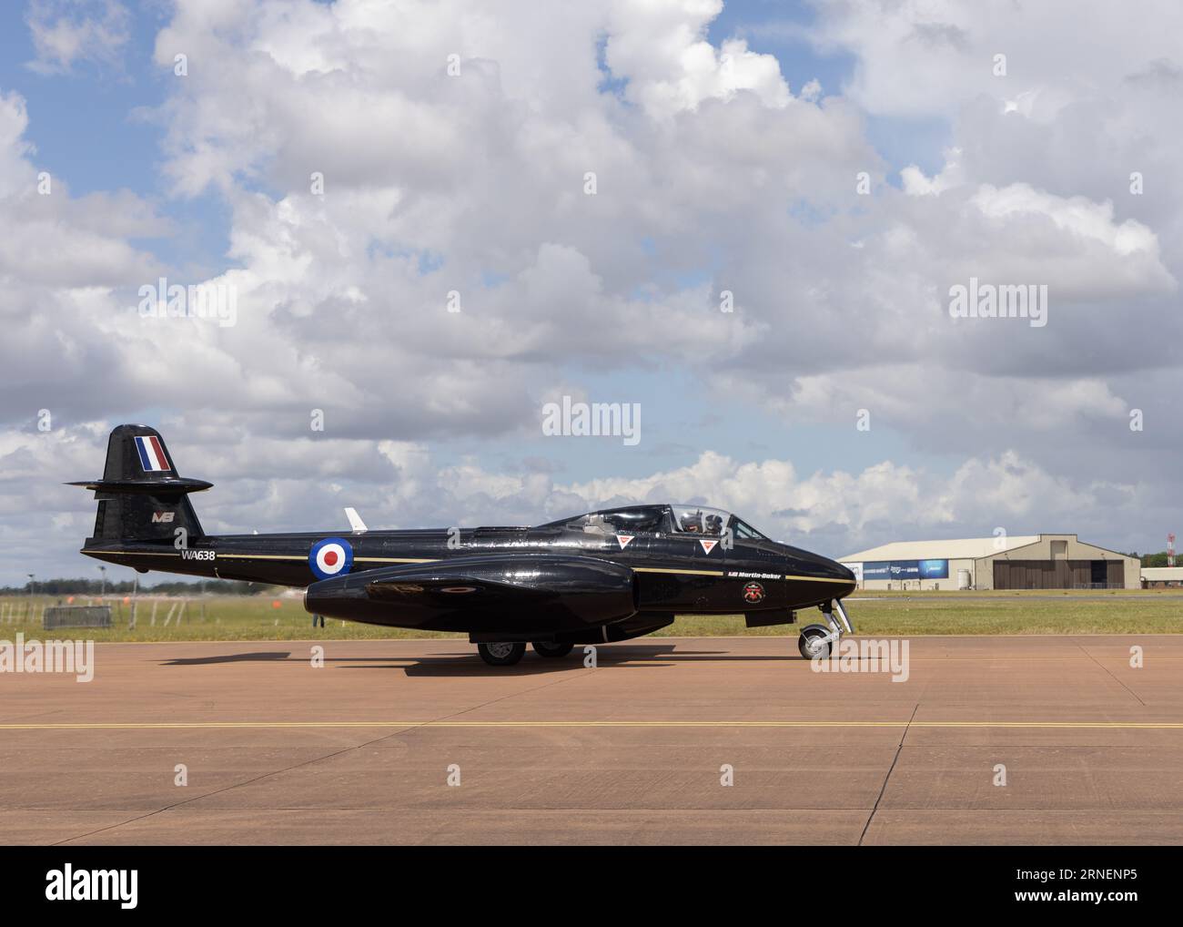 Gloster Meteor T7 jet aircraft WA638 prepares to leave the 2023 Royal ...