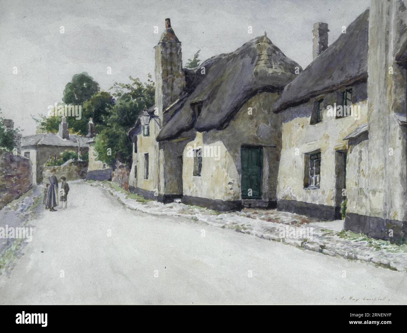 Thatched Cottages (possibly R.L. Stephenson's birthplace) by Charles ...