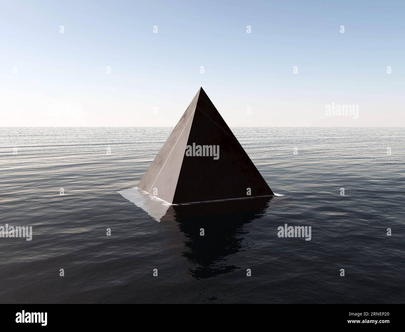 Pyramid UFO object in the deep sea water. 3D illustration Stock Photo ...