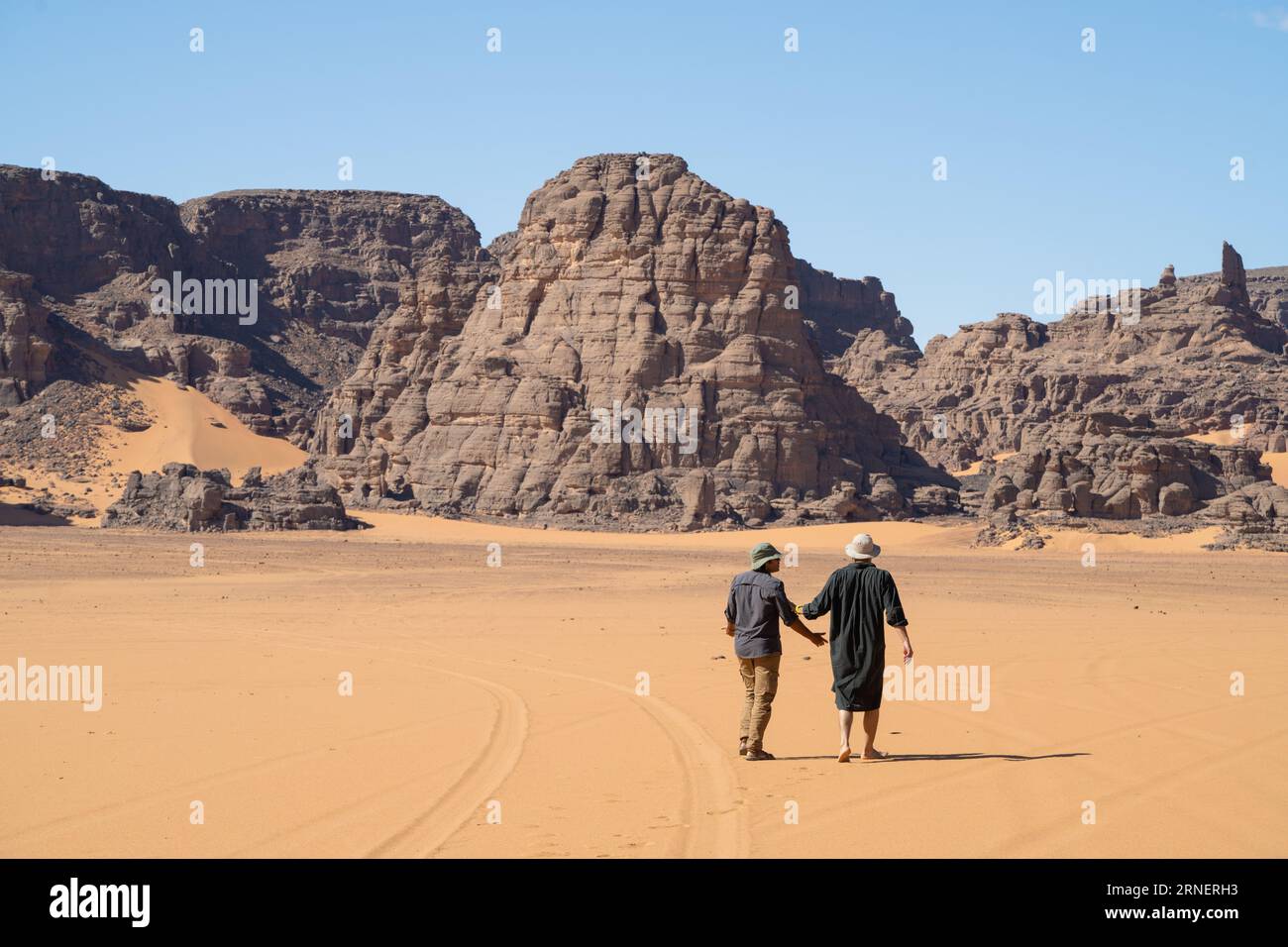 view in the Sahara desert of Tadrart rouge tassili najer in Djanet City ...