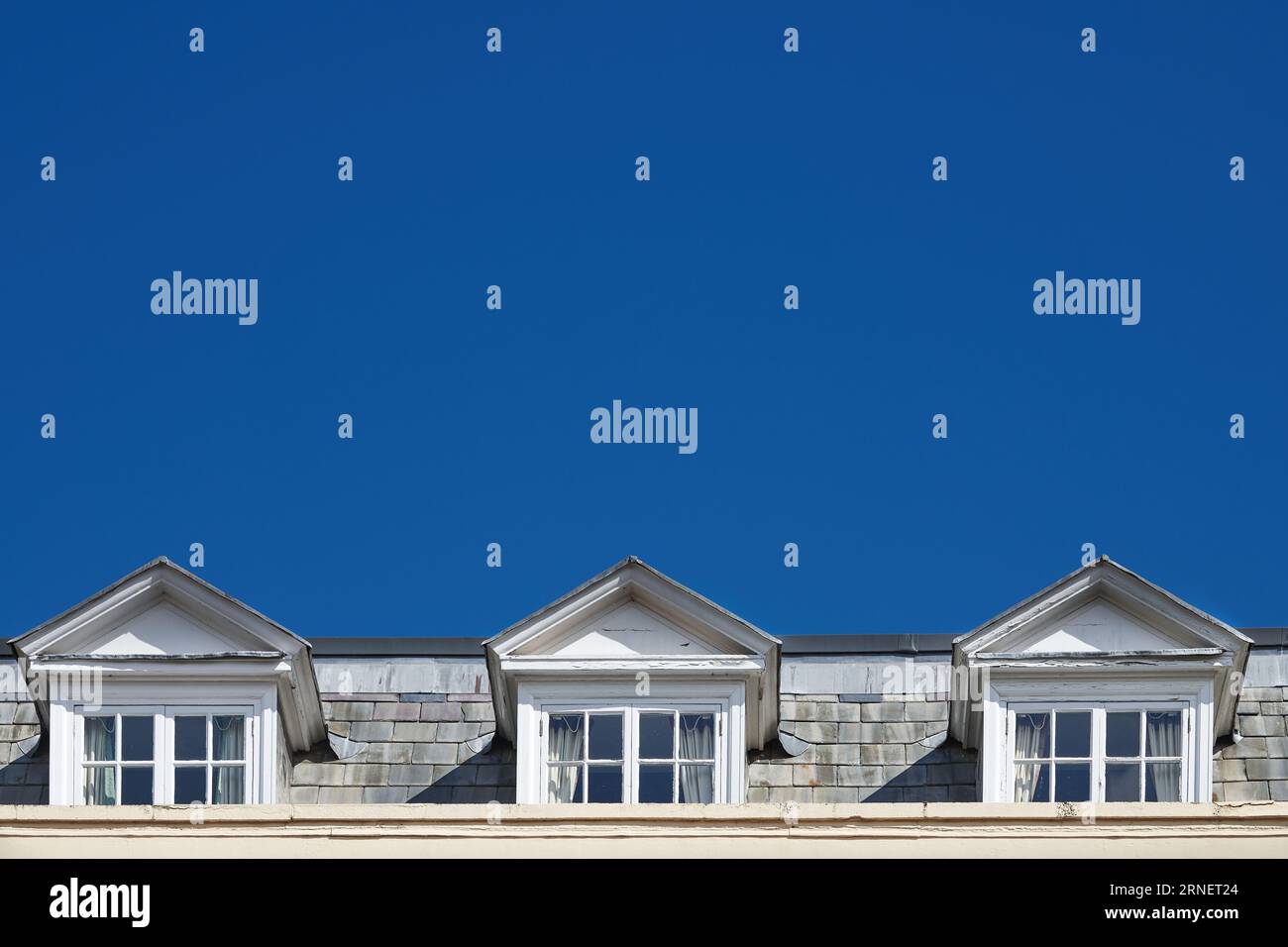 A trio of windows in the attic at Oriel College, University of Oxford ...