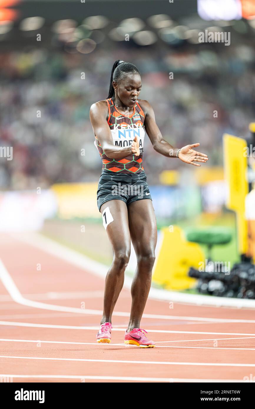 Mary Moraa dancing after winning in the 800 meters at the World ...