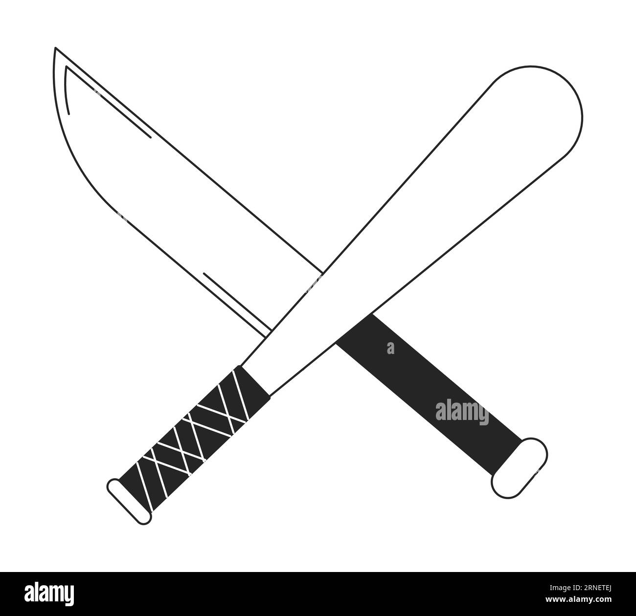 Crossed Weapon Flat Monochrome Isolated Vector Object Stock Vector