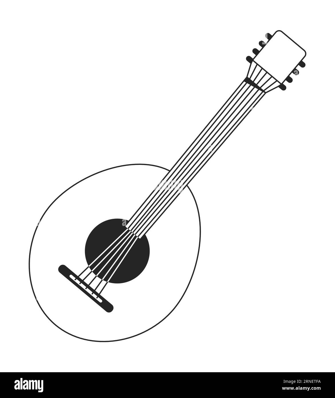 Domra Musical Instrument Flat Monochrome Isolated Vector Object Stock