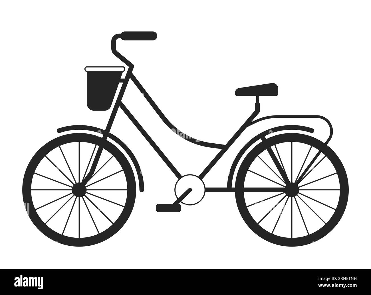 Bicycle With Basket Flat Monochrome Isolated Vector Object Stock Vector Image And Art Alamy