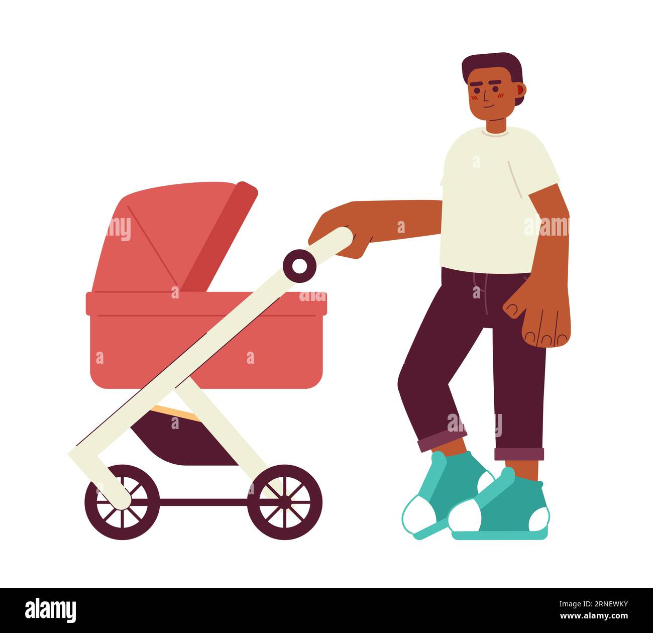 Walking with baby inside carriage flat concept vector spot illustration ...