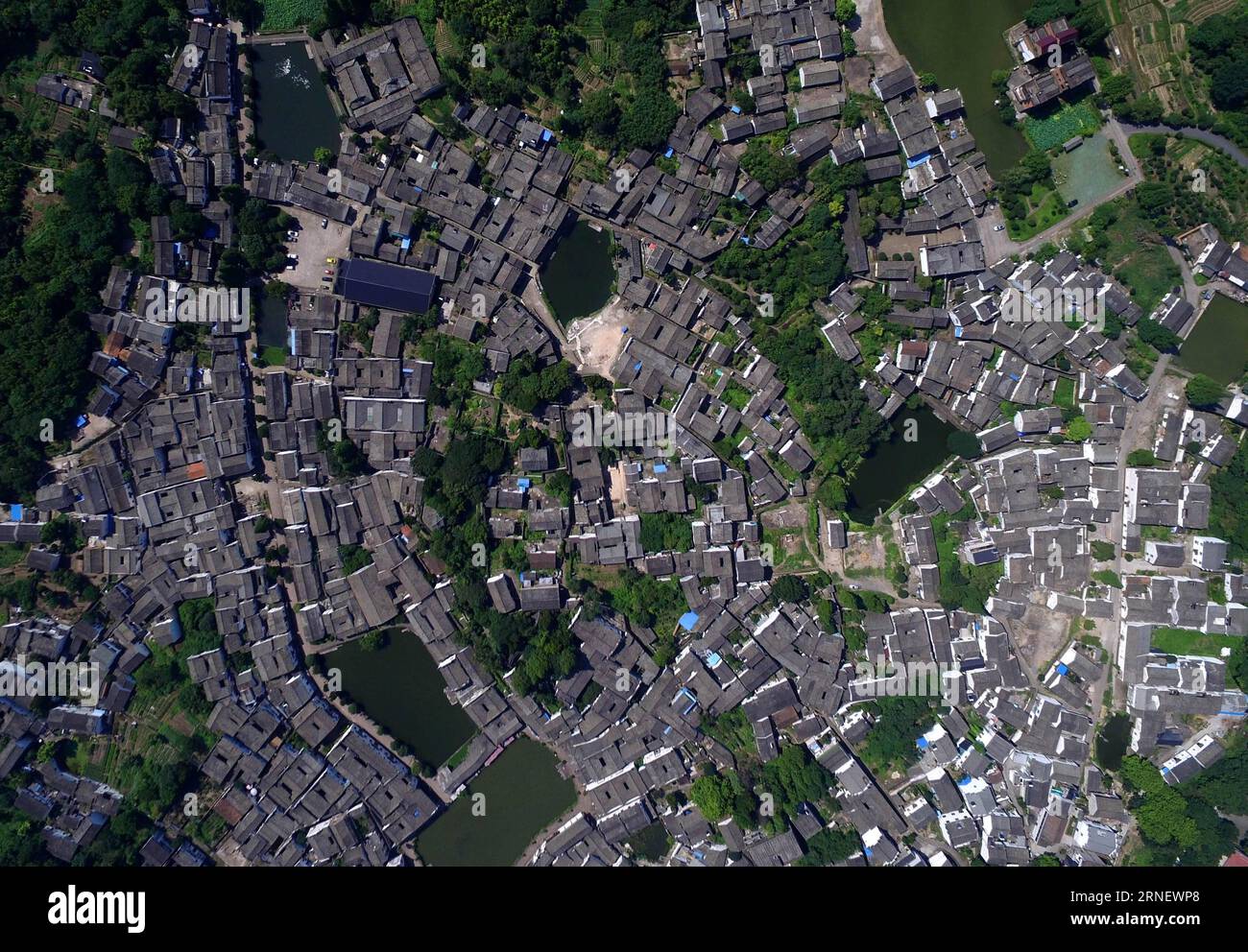 An aerial photo taken on July 5, 2016 shows the buildings in Zhuge ...