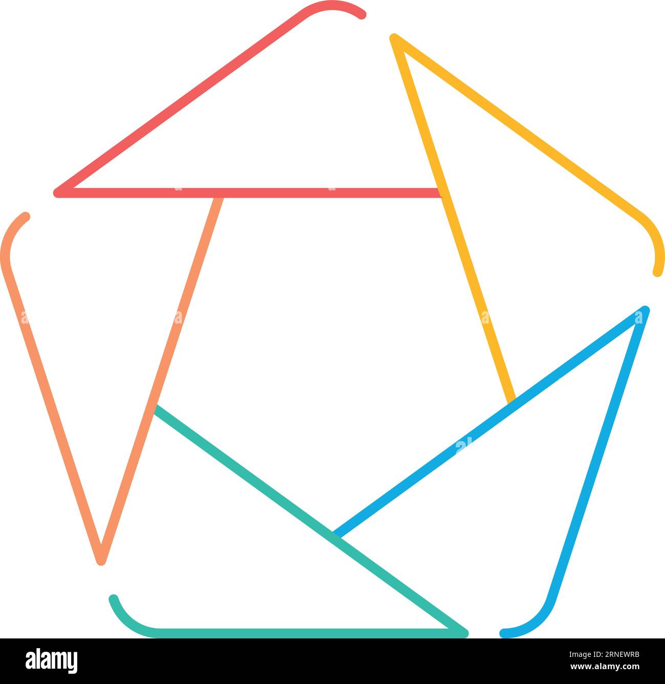 Pentagonal infographic label template. Text color line frame Stock ...