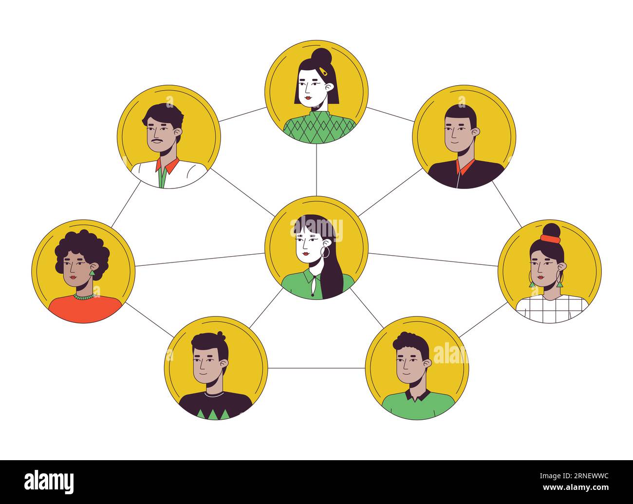 Social network flat line concept vector spot illustration Stock Vector ...