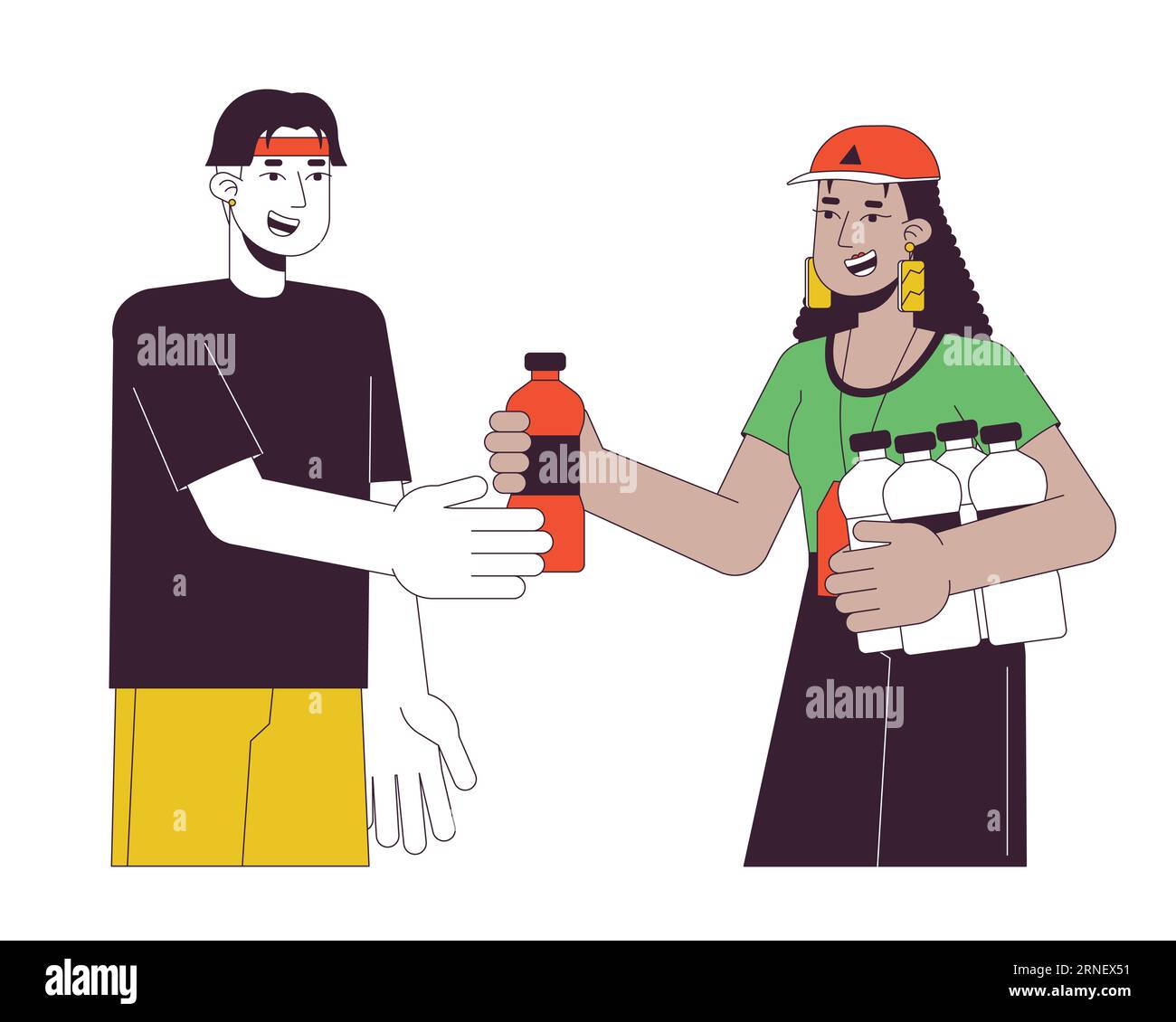 Volunteering flat line concept vector spot illustration Stock Vector ...