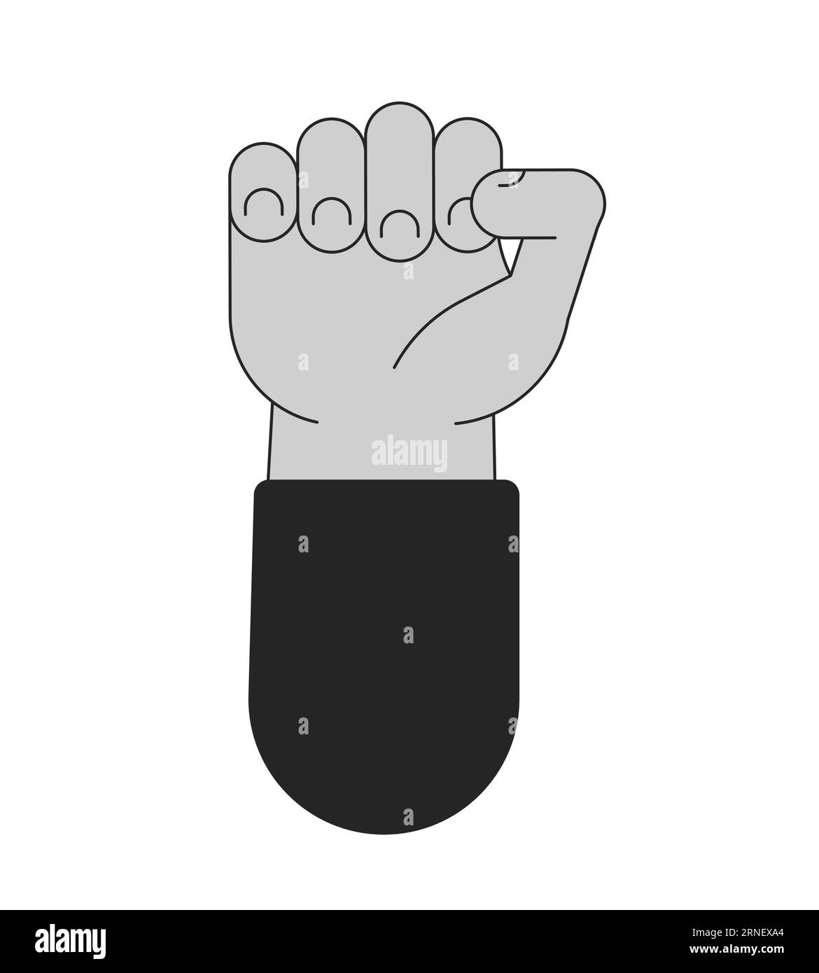 Raising and clenching fist flat monochrome isolated vector hand Stock ...