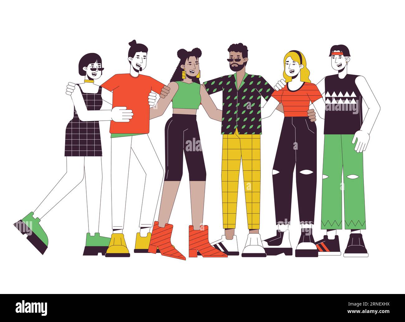 DIverse community flat line concept vector spot illustration Stock ...