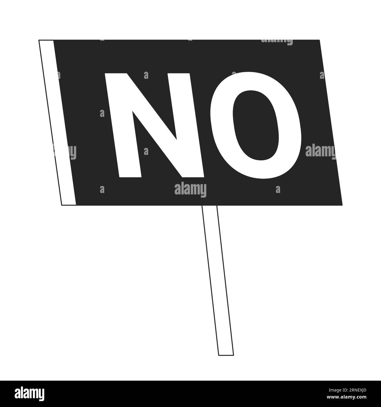 Hand holding slogan placard on stick flat monochrome isolated vector ...