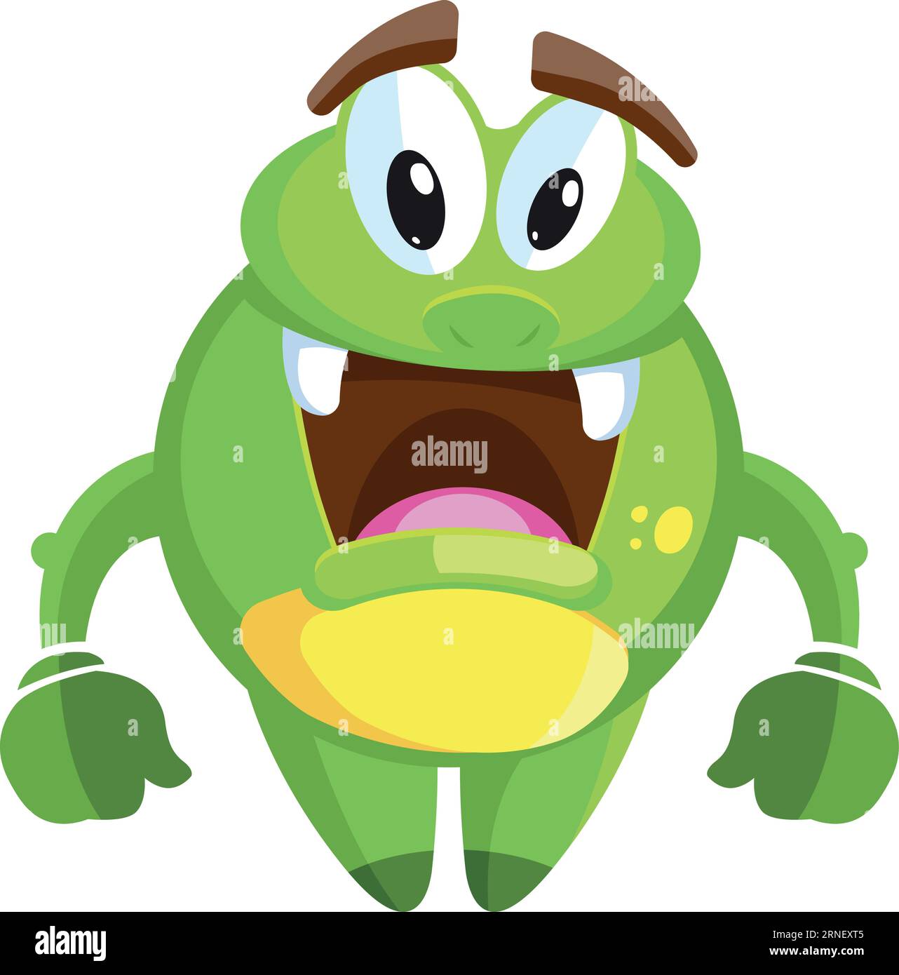 Funny cartoon monster. Scary green creature character Stock Vector ...